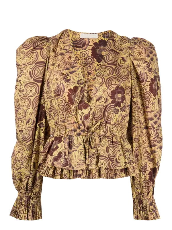 Ulla Johnson Ren Floral-print Blouse - Brown