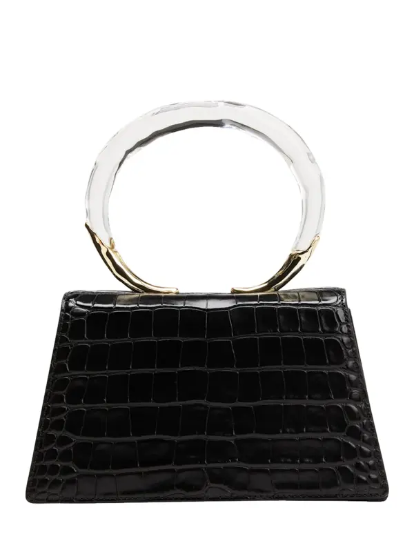 Alexis Bittar Lucite Croc-embossed Top-handle Bag - Black Croco