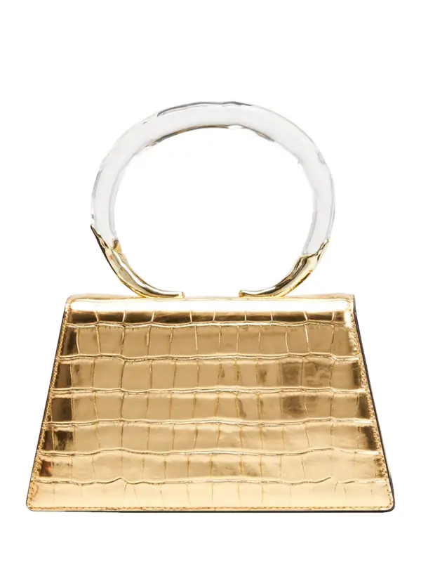 Alexis Bittar Lucite Croc-embossed Top-handle Bag - Gold Croco