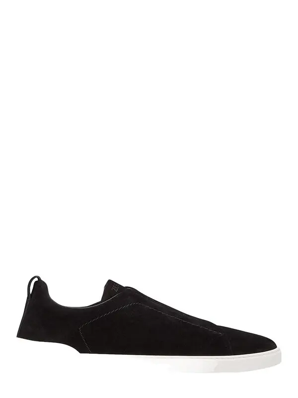 Zegna Triple Stitch Suede Sneakers - Black