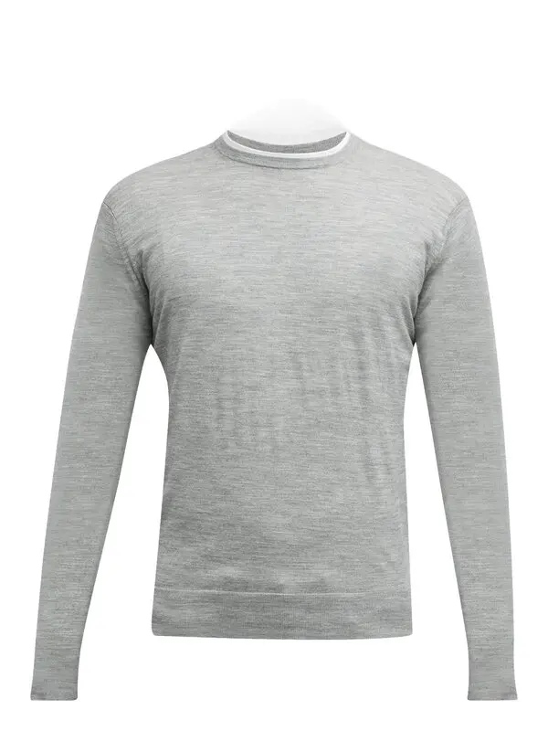 Peter Millar Excursionist Flex Wool Sweater - Gale Grey