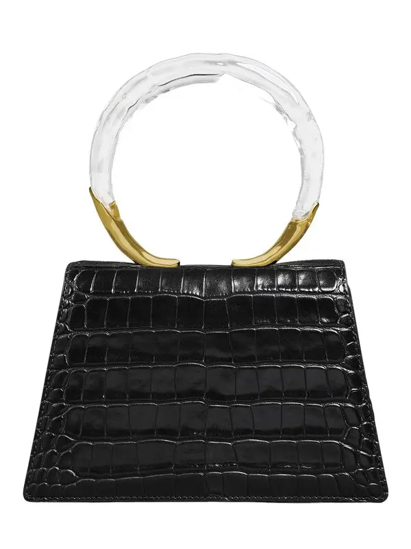Alexis Bittar Lucite Croc-embossed Top-handle Bag - Black Croco
