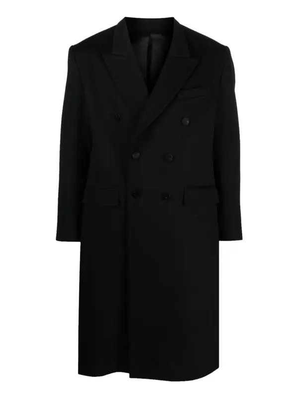 ERNEST W. BAKER Double-breasted Virgin Wool Coat - Black
