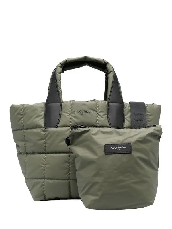 VEECOLLECTIVE Logo-print Quilted Tote Bag - Green
