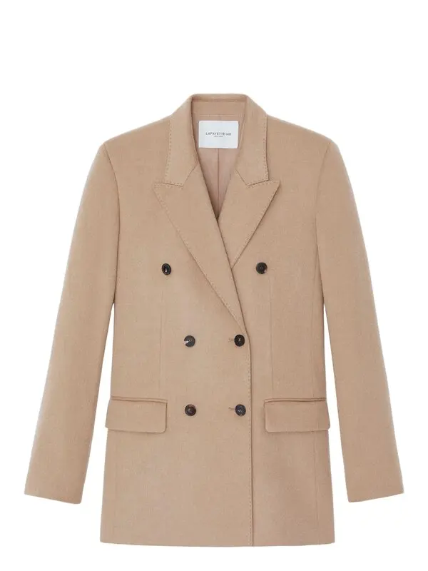 Lafayette 148 New York Hair Double-breasted Trinity Blazer - Camel
