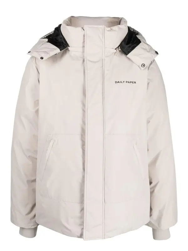 DAILY PAPER Padded Hooded Jacket - Neutrals