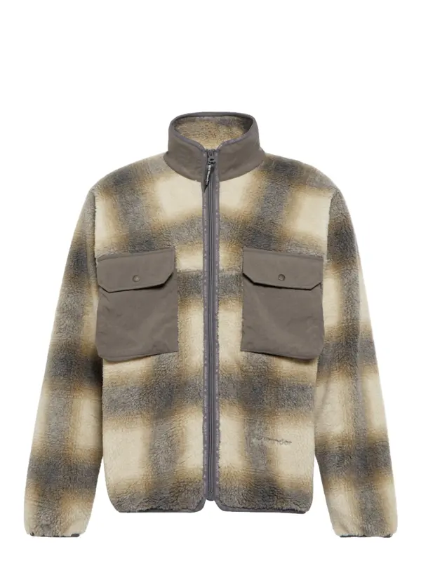 AND WANDER Checked Fleece Jacket - Beige