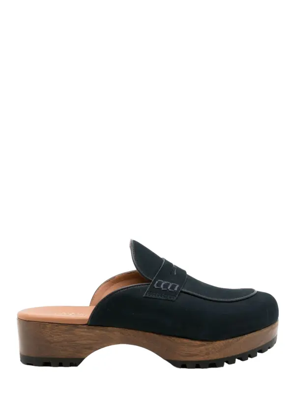 STUDIO CHOFAKIAN Nubuck Leather Clogs - Blue