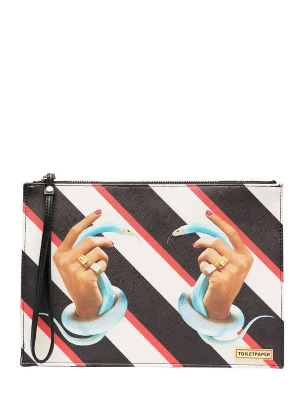 SELETTI Graphic-print Clutch Bag - Black