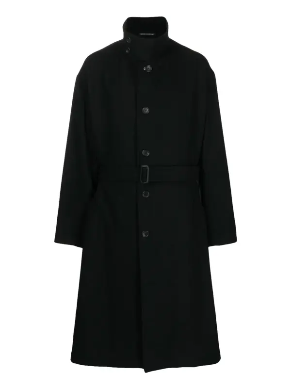 Yohji Yamamoto Belted Single-breasted Coat - Black