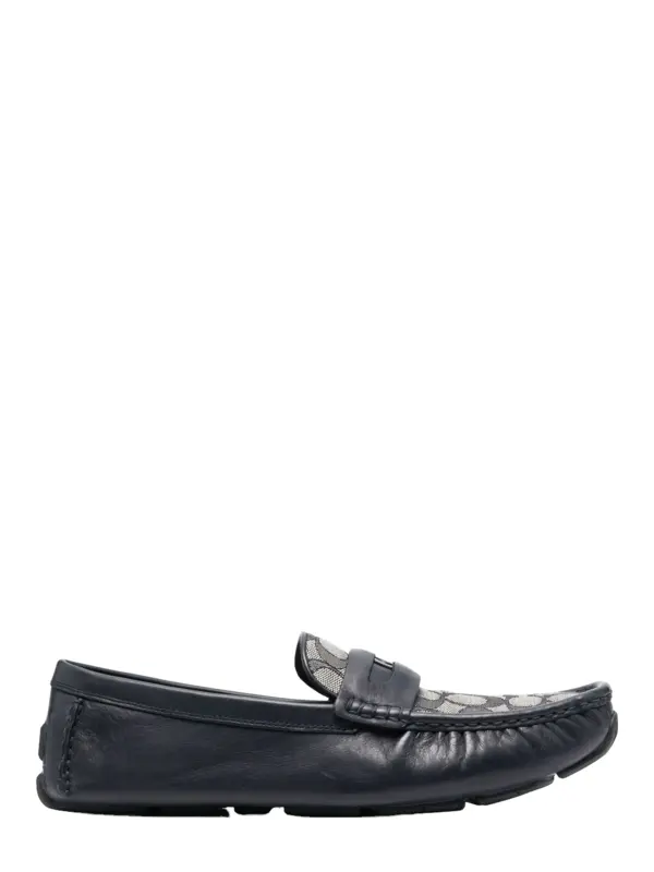 Coach Monogram-embroidered Leather Loafers - Blue