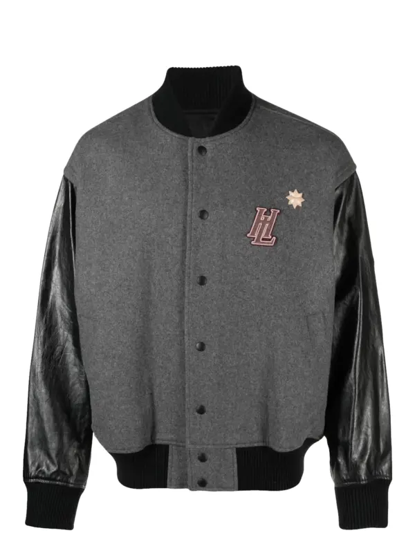 Helmut Lang Logo Varsity Bomber Jacket - Grey