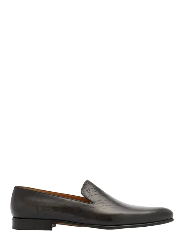 Berluti Cursive Galet Scritto Leather Loafers - Nero Grigio