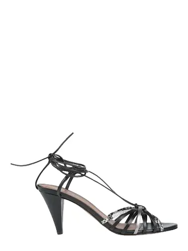 Ba&sh Laminated Snakeskin Leather Sandals - Black