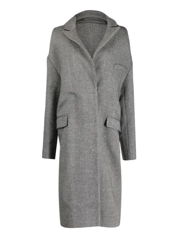 Coperni Single-breasted Herringbone Coat - Black