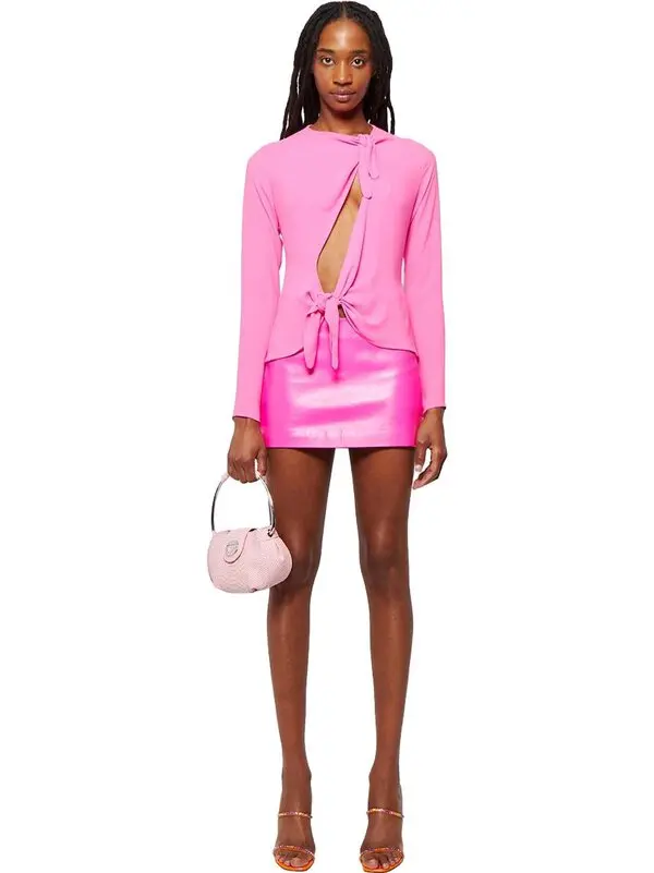 Attico Zelda Long Sleeve Blouse - Neon Fuchsia Pink