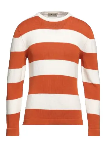 IRISH CRONE Striped Cotton Knit Sweater - Red