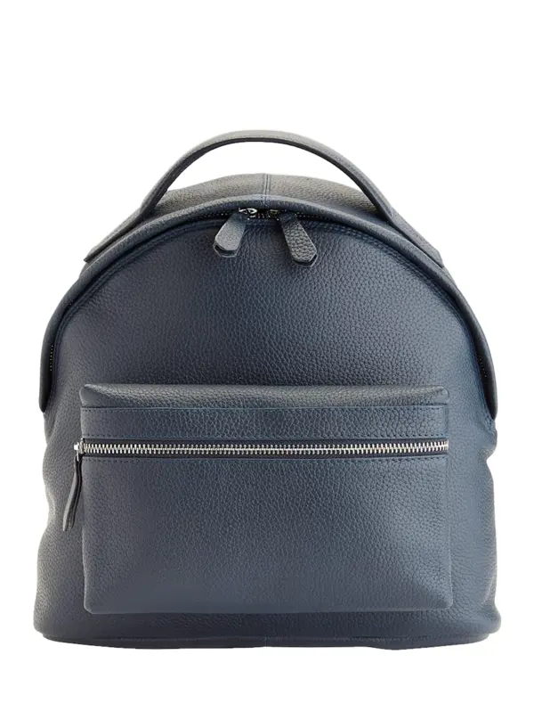 ROYCE NEW YORK Personalized Leather Travel Backpack - Navy Blue
