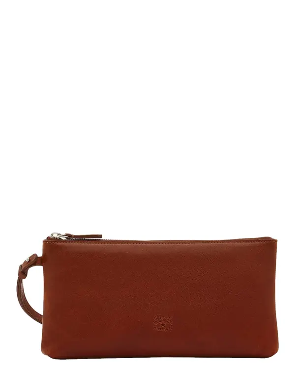 Il Bisonte Oriuolo Vacchetta Leather Clutch - Seppia