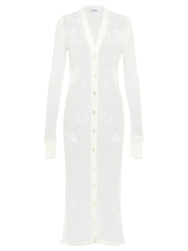 Jean Paul Gaultier Sequined Net Midi Dress - White