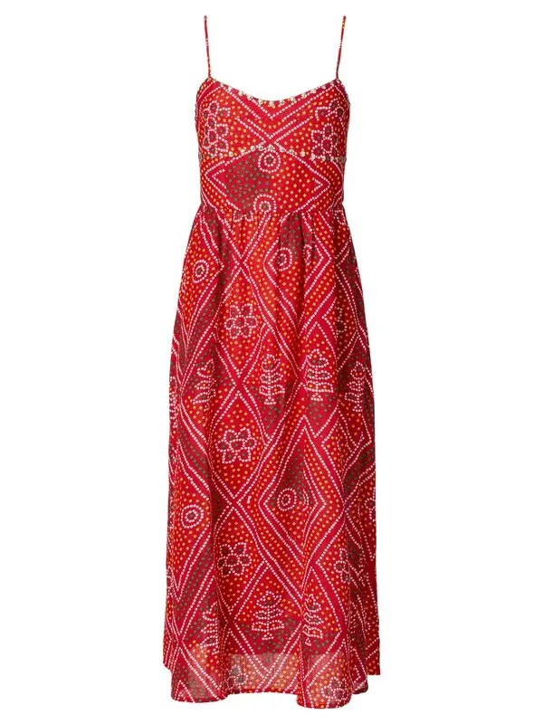 Alix Of Bohemia Printed Cotton Midi Dress - Red
