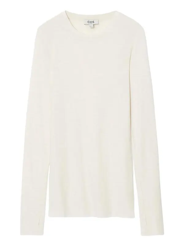 Cos Crew-neck Merino Wool Top - White