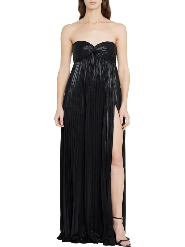 Retrofete Zoa Strapless Lamé Gown - Black