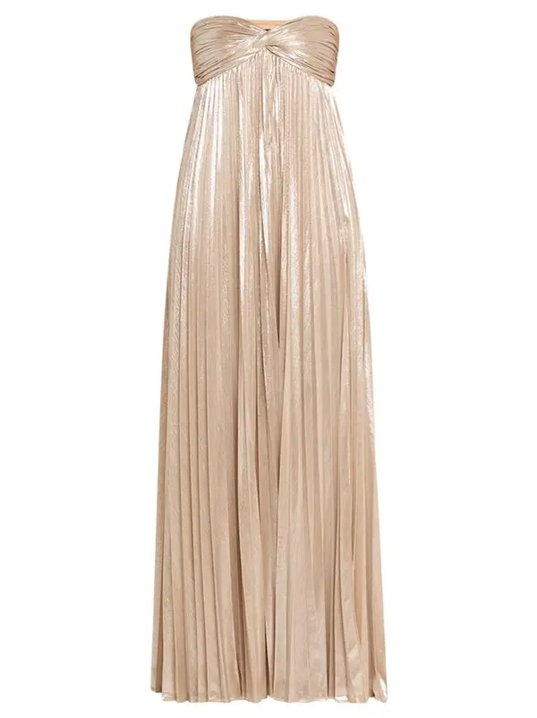Retrofete Zoa Strapless Lamé Gown - Champagne