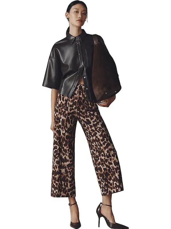 Maeve The Colette Ponte Crop Wide-leg Pants - Cheetah