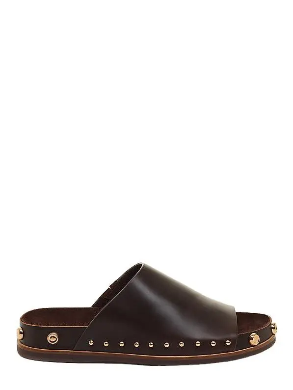 KELSI DAGGER BROOKLYN Studded Slide Sandals - Dark Brown