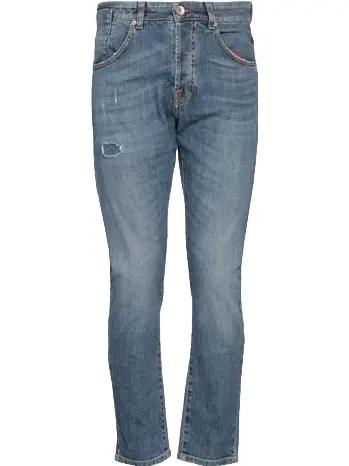 BERNA Jeans With Leather Trim - Blue