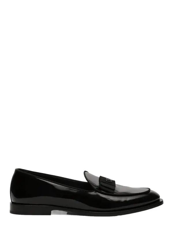 Dolce & Gabbana Logo-tag Patent Leather Slippers - Black