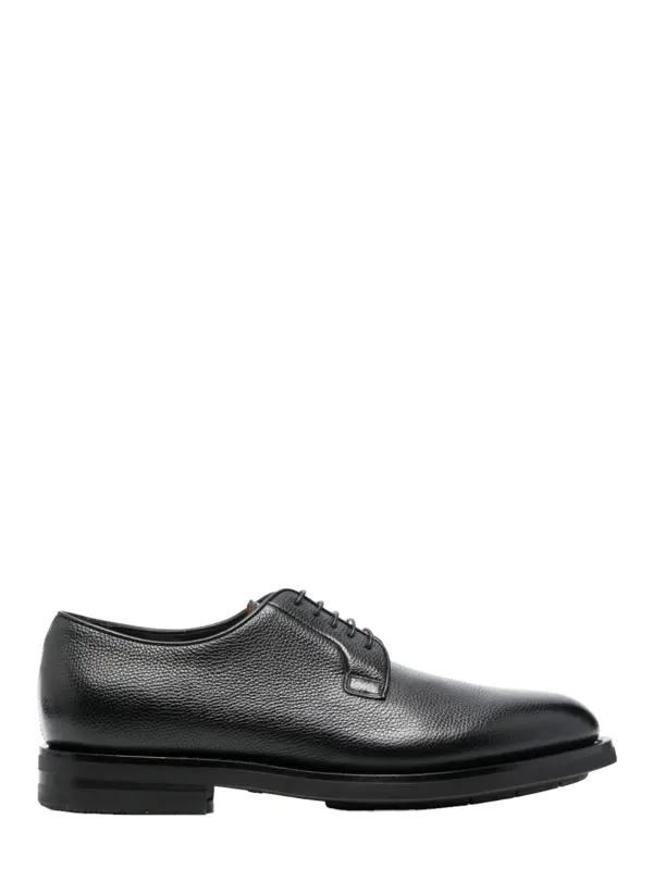 Santoni Almond-toe Leather Derby Shoes - Black
