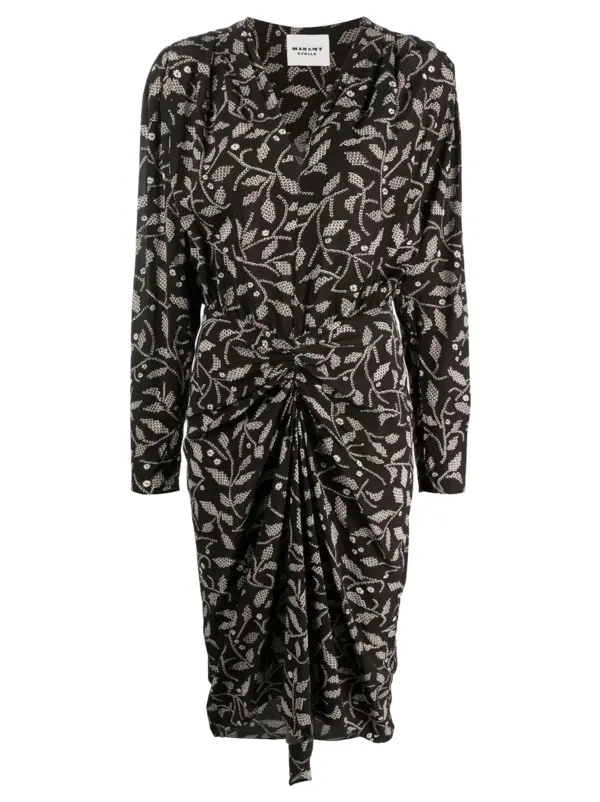 MARANT ETOILE Danalia Wrap Midi Dress - Black