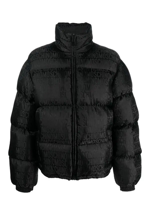 Moschino All-over Logo Padded Jacket - Black