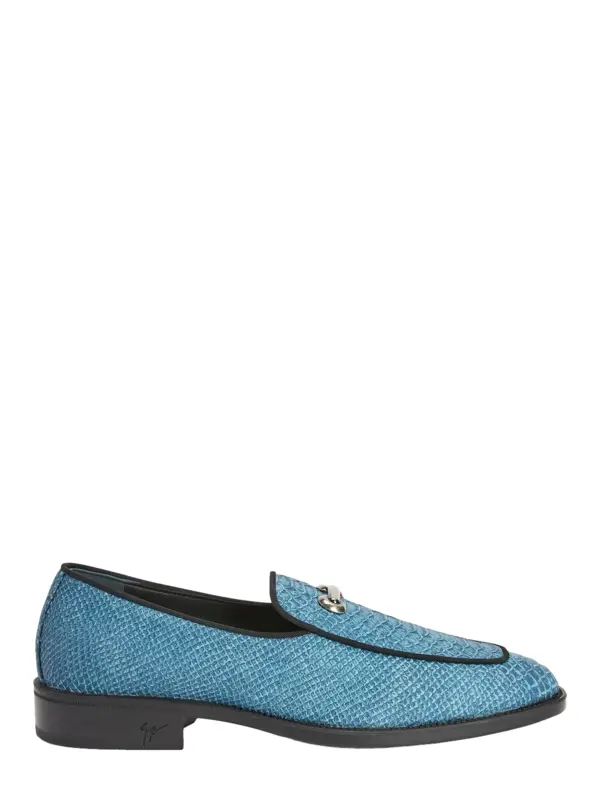 GIUSEPPE ZANOTTI Snakeskin-effect Leather Loafers - Blue