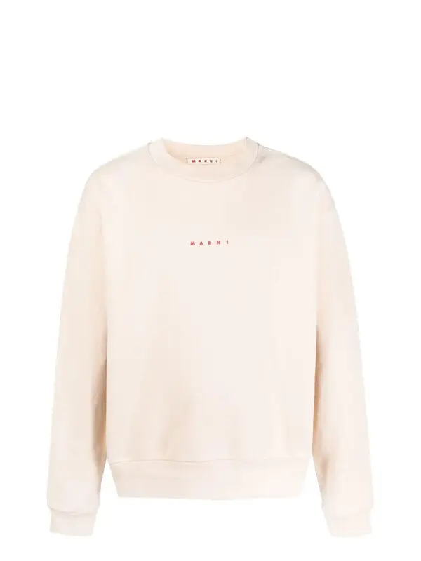 Marni Logo-print Crew-neck Sweatshirt - Neutrals