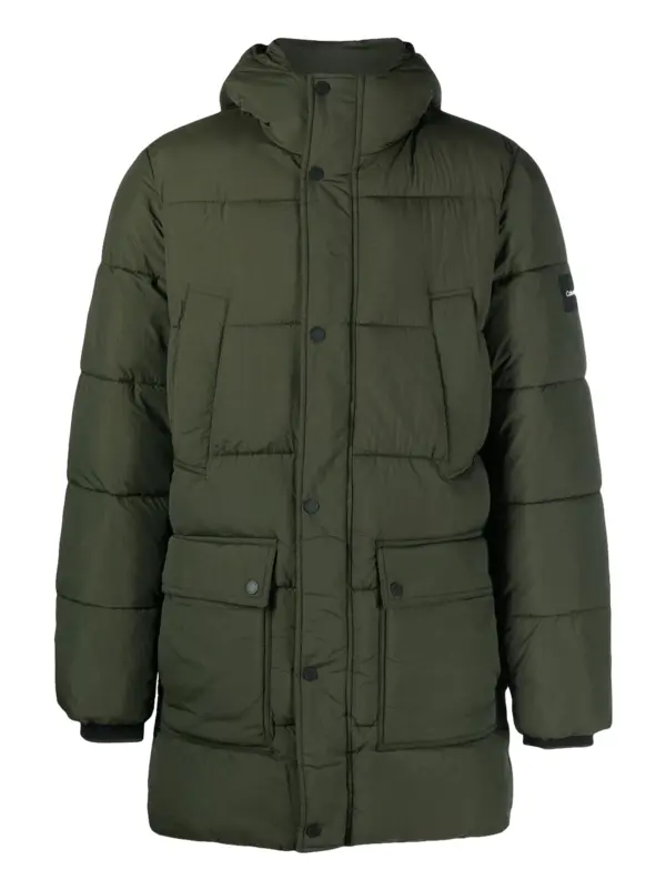 Calvin Klein Patch Hooded Puffer Coat - Green