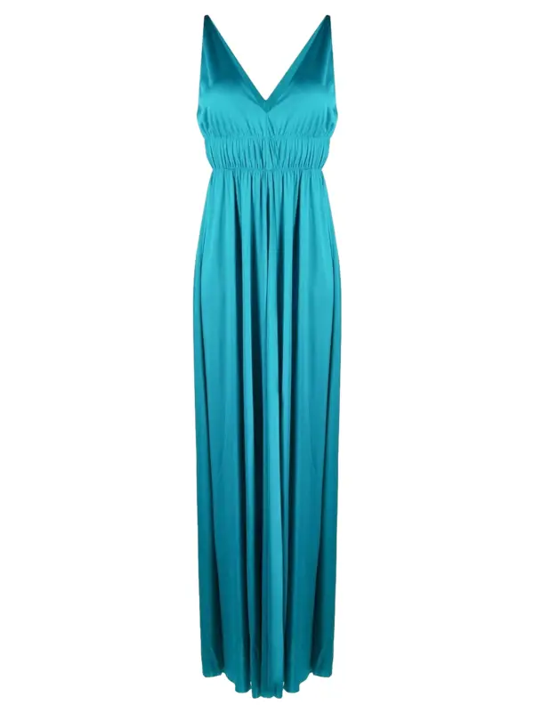P.a.r.o.s.h V-neck Pleated Maxi Dress - Blue