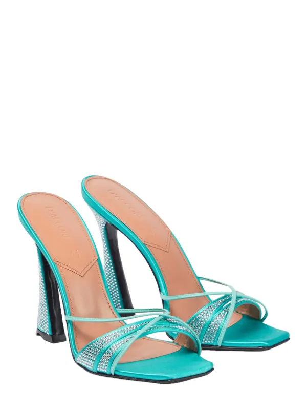 D'ACCORI Lust Embellished Satin Mules - Blue
