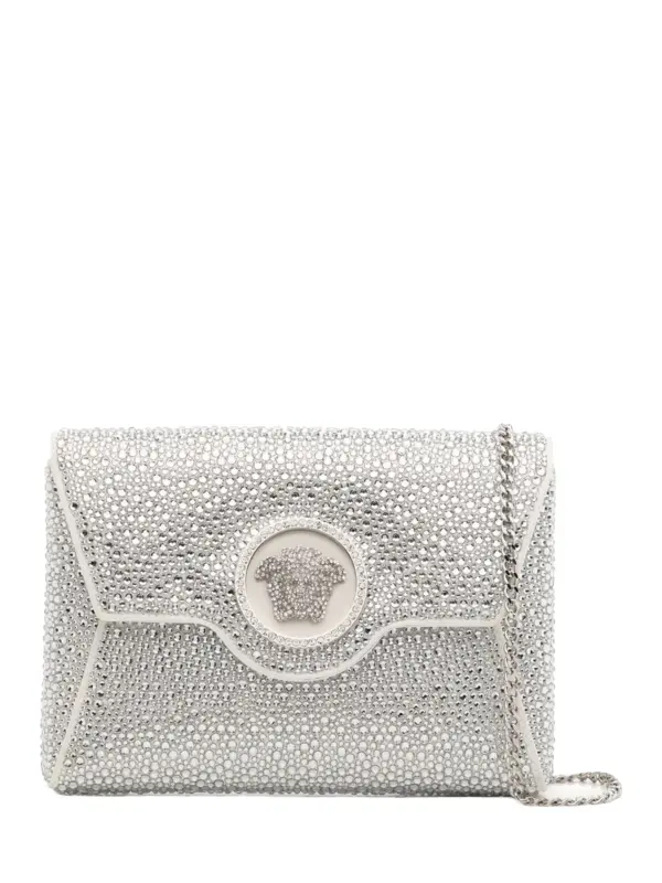 Versace La Medusa Crystal Envelope Clutch - Silver