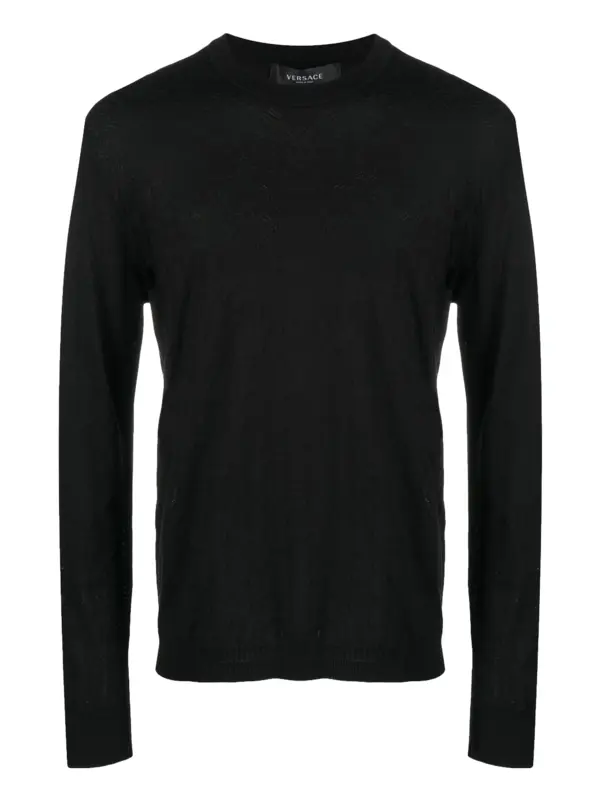 Versace La Greca Cotton-silk Jumper - Black