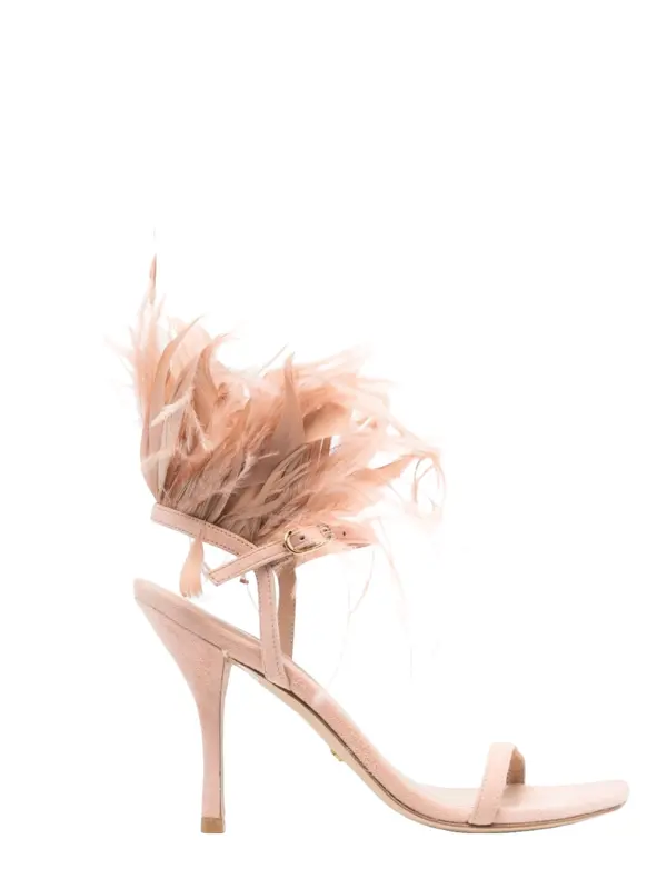 STUART WEITZMAN Plume 100 Feather-trimmed Sandals - Pink