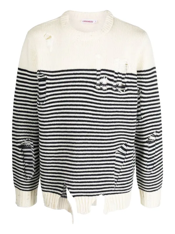 CHARLES JEFFREY LOVERBOY Striped Jumper - White
