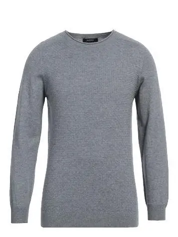 Alpha Studio Solid Color Round Neck Knit Sweater - Blue