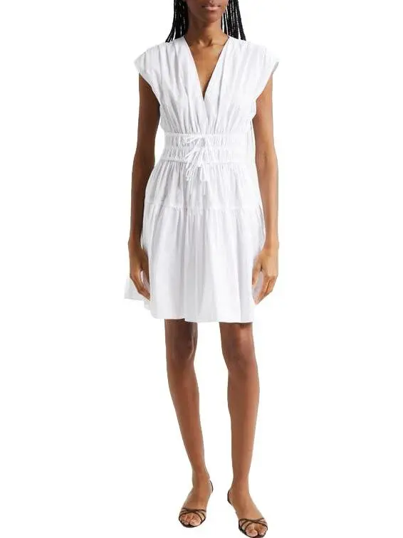Derek Lam 10 Crosby Tora Shirred Waist Cotton Dress - White