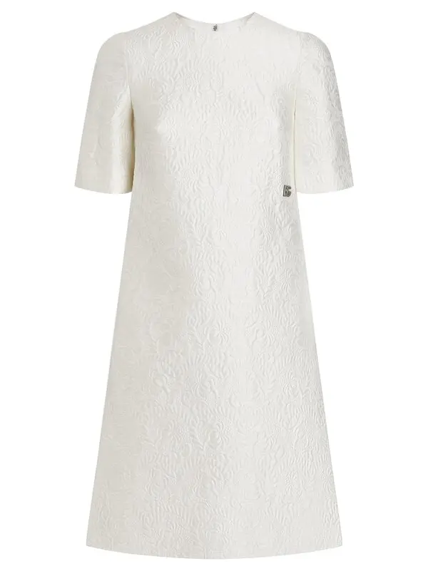 Dolce & Gabbana Floral Jacquard Midi Dress - White