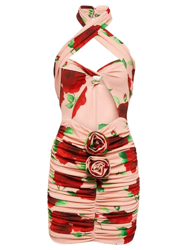 Magda Butrym Halterneck Floral Minidress - Multicoloured