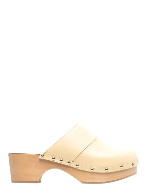 AeydĒ Bibi 60mm Leather Wooden Mules - Neutrals
