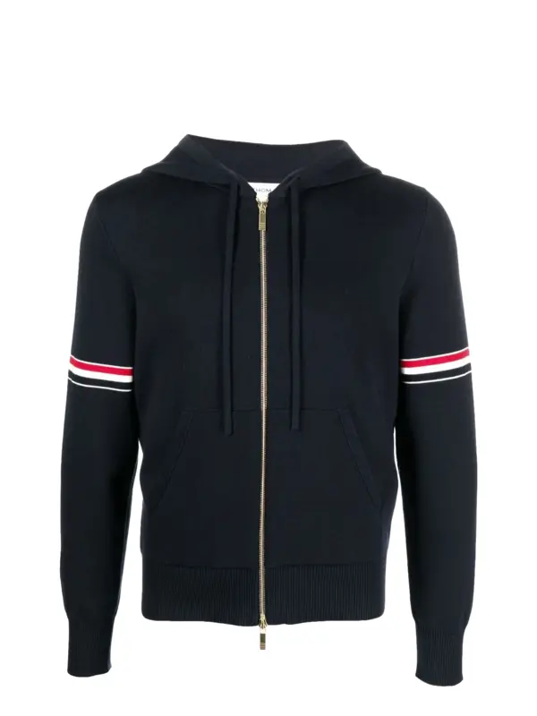 Thom Browne Striped Zip-up Hoodie - Blue